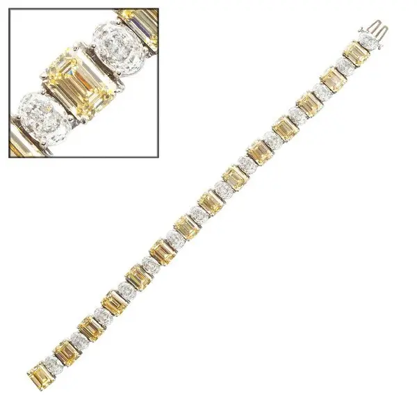 FANTASIA BY DESERIO Canary Emerald-cut & Oval Bracelet - Yellow Gold Plated