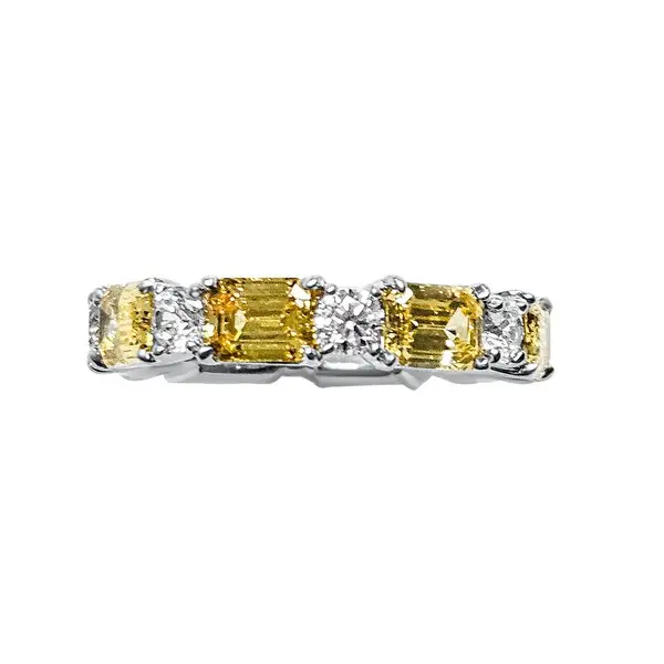 FANTASIA BY DESERIO Eternity Band With Emerald-cut And Round Gemstones - White Gold