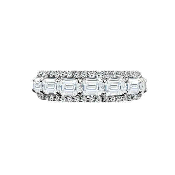 FANTASIA BY DESERIO Pave Set Emerald Cut Band - Yellow Gold