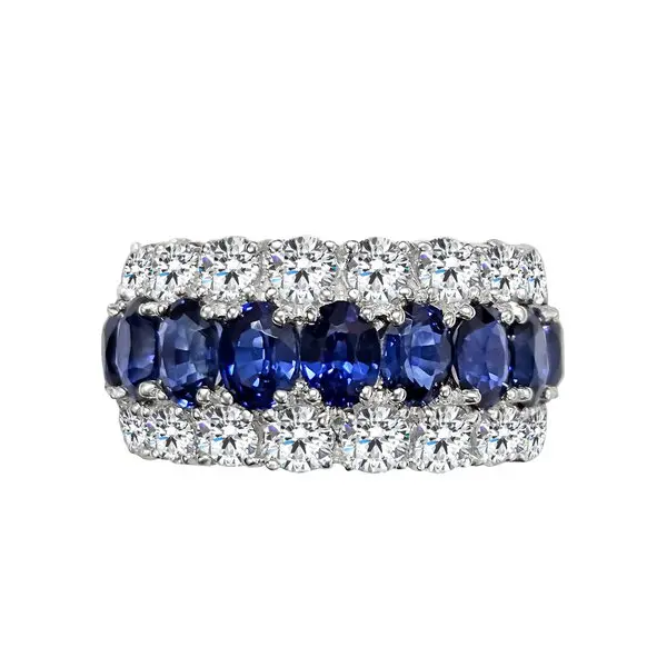FANTASIA BY DESERIO Sapphire & Stone Eternity Band - White Gold