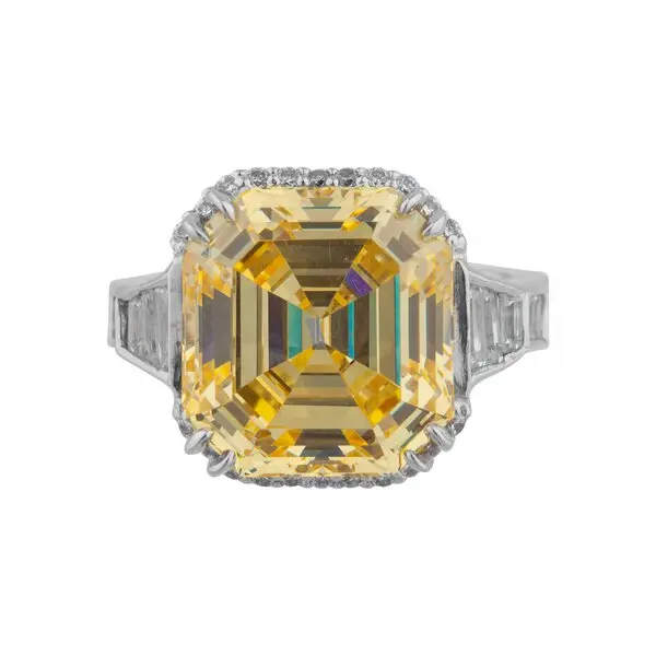 FANTASIA BY DESERIO 12.5ct Asscher Cut Ring With Baguette Detail - White Gold