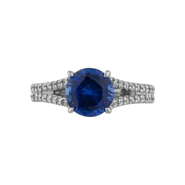 FANTASIA BY DESERIO Round Sapphire Split Shank Ring - Yellow Gold