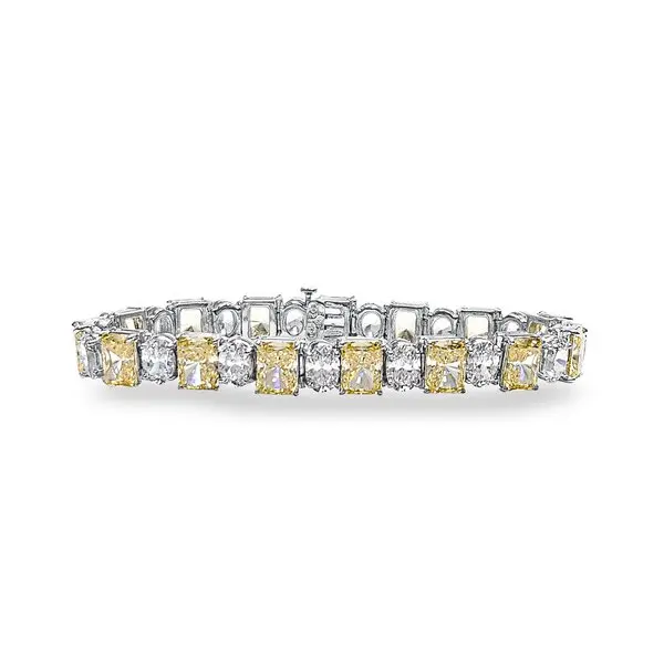 FANTASIA BY DESERIO Radiant And Oval Bracelet - White Gold Plated