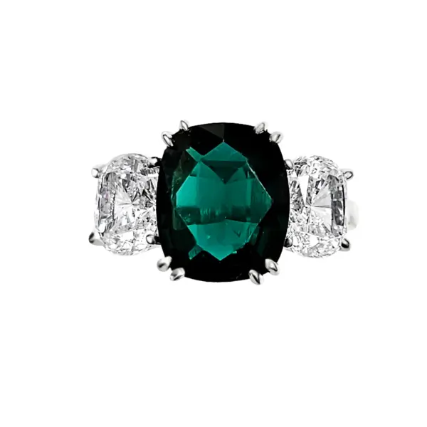 FANTASIA BY DESERIO Emerald And Cz Ring - White Gold