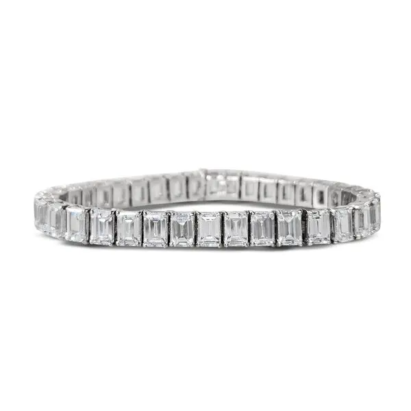 FANTASIA BY DESERIO Emerald Cut Tennis Bracelet - White Gold Plated