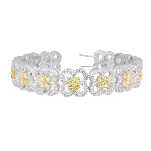 FANTASIA BY DESERIO Clover Bracelet - White Gold Plated