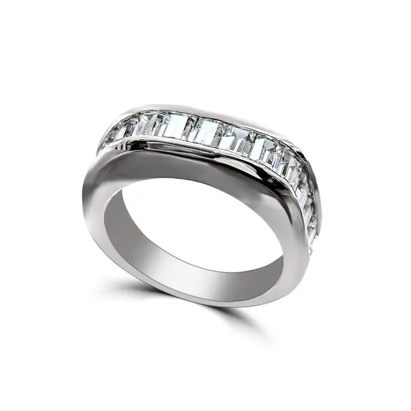 FANTASIA BY DESERIO Eternity Band Ring With Baguette Cut Stones - White Gold