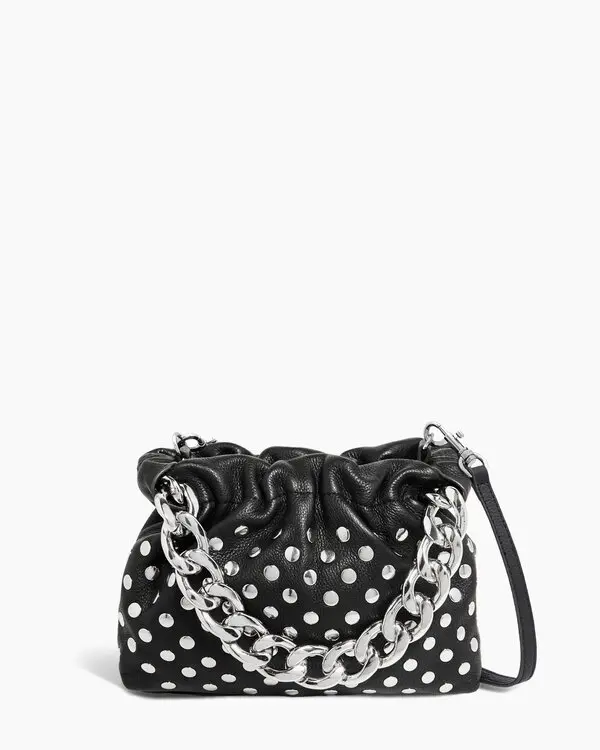 AIMEE Chain Novelty Handheld Crossbody - Black With Disco Studs