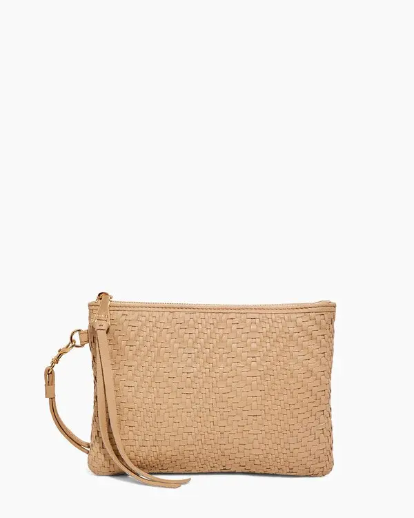 AIMEE Woven Wristlet Pouch - Camel Woven