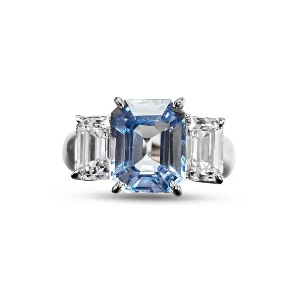 FANTASIA BY DESERIO 3.5ct Emerald Cut Aquamarine Ring - Yellow Gold
