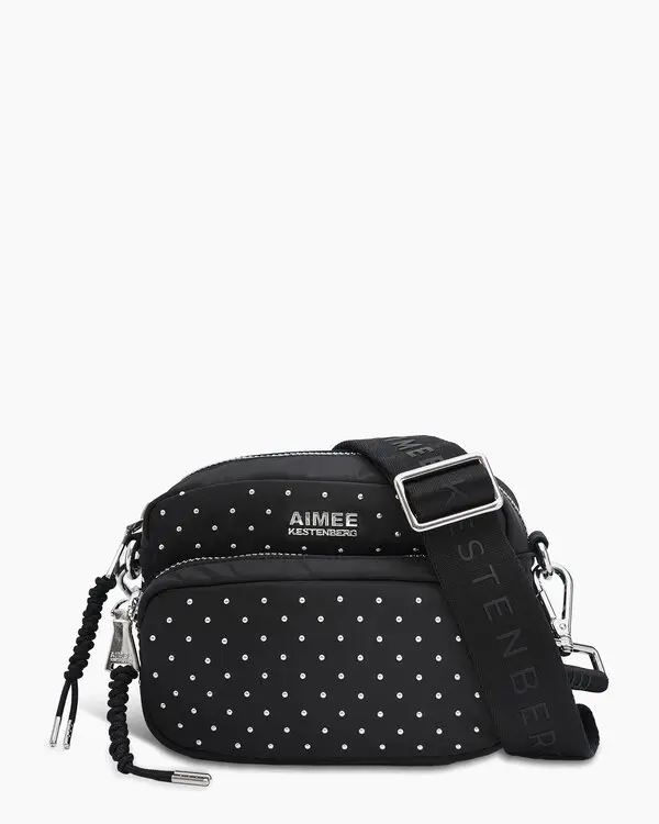 AIMEE Nylon Camera Crossbody - Black With Microstuds