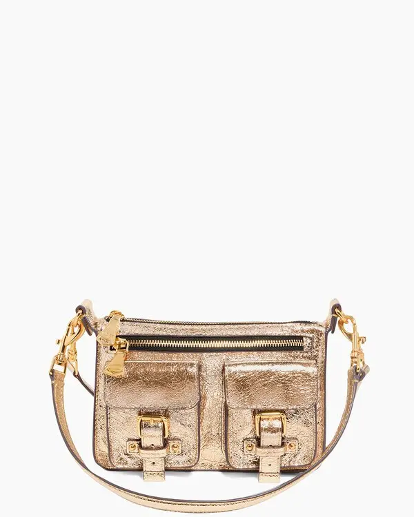 AIMEE Saddle-up Mini Convertible Crossbody - Crinkled Gold