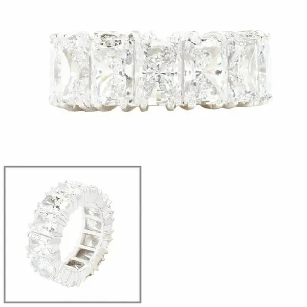 FANTASIA BY DESERIO Eternity Ring With Emerald Cut Stones - White Gold
