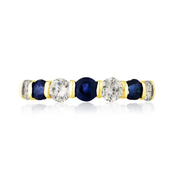 FANTASIA BY DESERIO 14k Half Band Ring With Sapphires And Cubic Zirconia - Yellow Gold