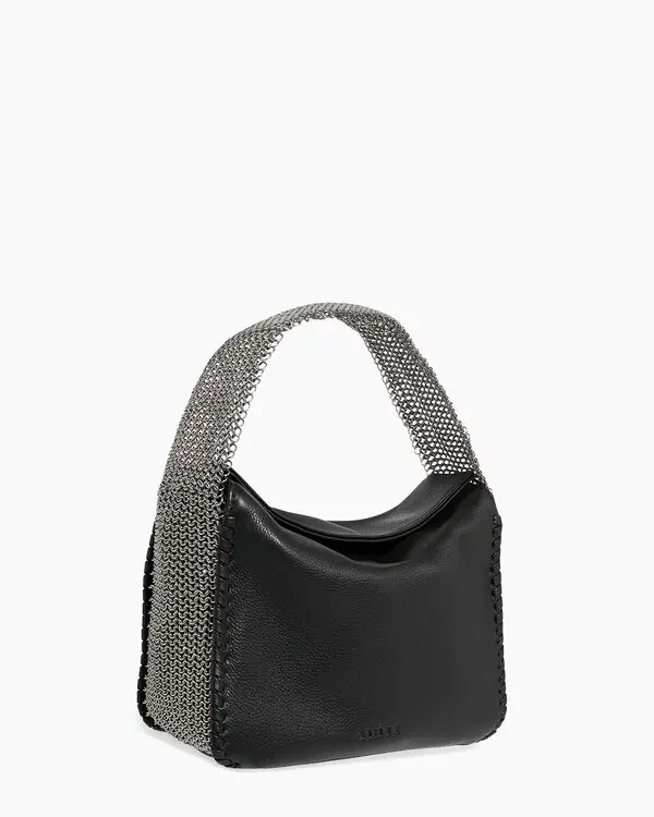 AIMEE Chain-mail Top Handle Bag - Black