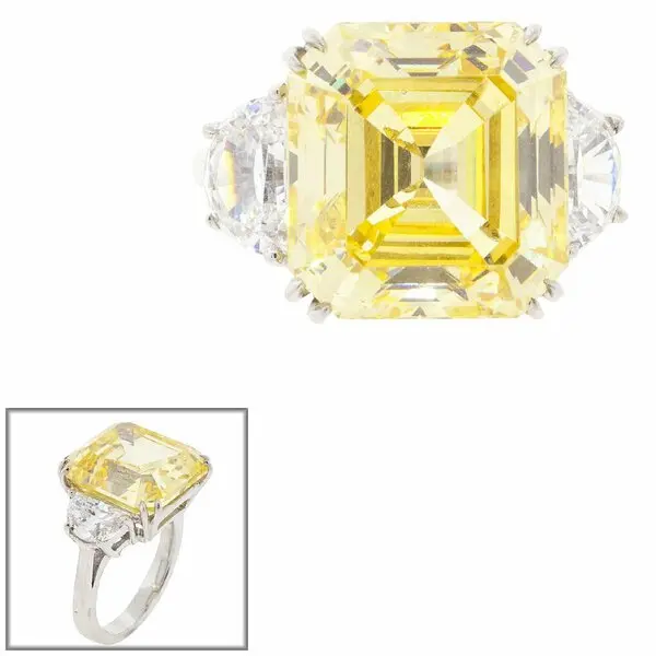 FANTASIA BY DESERIO Canary Square Asscher Ring - Yellow Gold