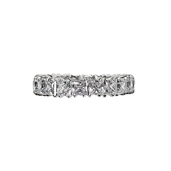 FANTASIA BY DESERIO Cz Eternity Band Ring With Princess Cut Stones - White Gold