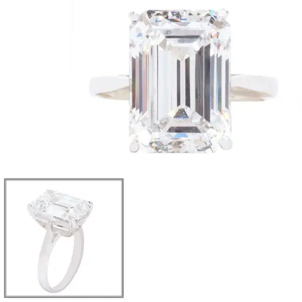 FANTASIA BY DESERIO 7ct Emerald Cut Solitaire Ring - Yellow Gold