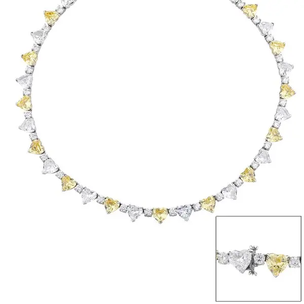 FANTASIA BY DESERIO 1.25ct Alternating Heart Necklace - White Gold Plated