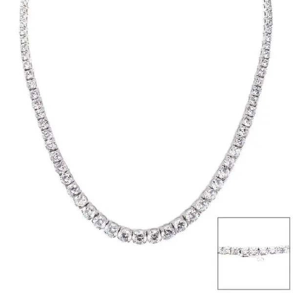 FANTASIA BY DESERIO Graduated Round Stone Necklace - White Gold Plated