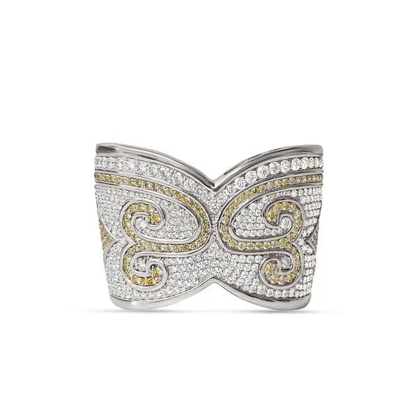 FANTASIA BY DESERIO Wide Cuff - White Gold Plated