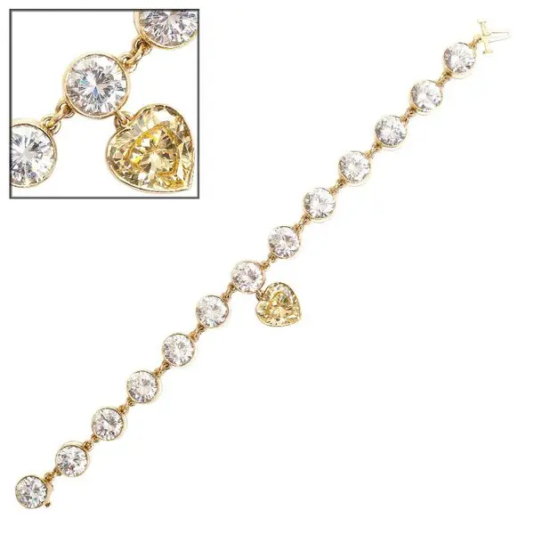FANTASIA BY DESERIO Bezel Set Charm Bracelet Bf181/cz/can - Yellow Gold Plated