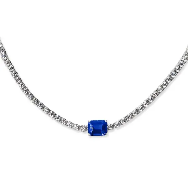 FANTASIA BY DESERIO Four Prong Tennis Necklace - White Gold Plated