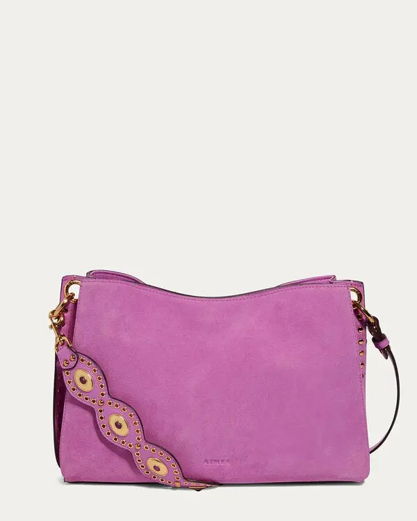 AIMEE Roma Double Entry Shoulder Bag - Bloom Suede