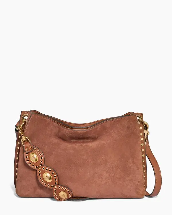 AIMEE Roma Double Entry Shoulder Bag - Nutshell Suede