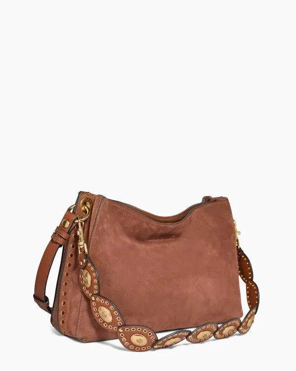 AIMEE Roma Double Entry Shoulder Bag - Nutshell Suede