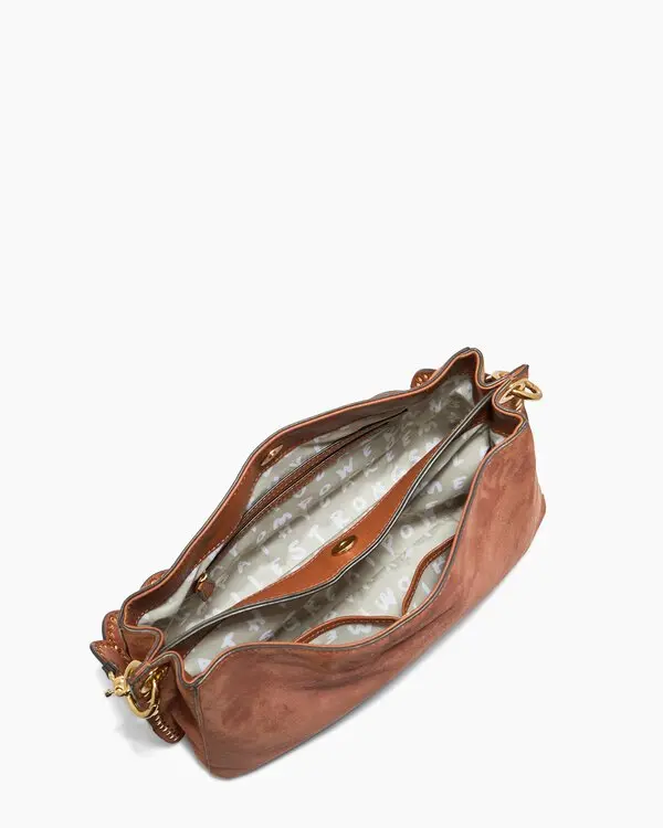 AIMEE Roma Double Entry Shoulder Bag - Nutshell Suede