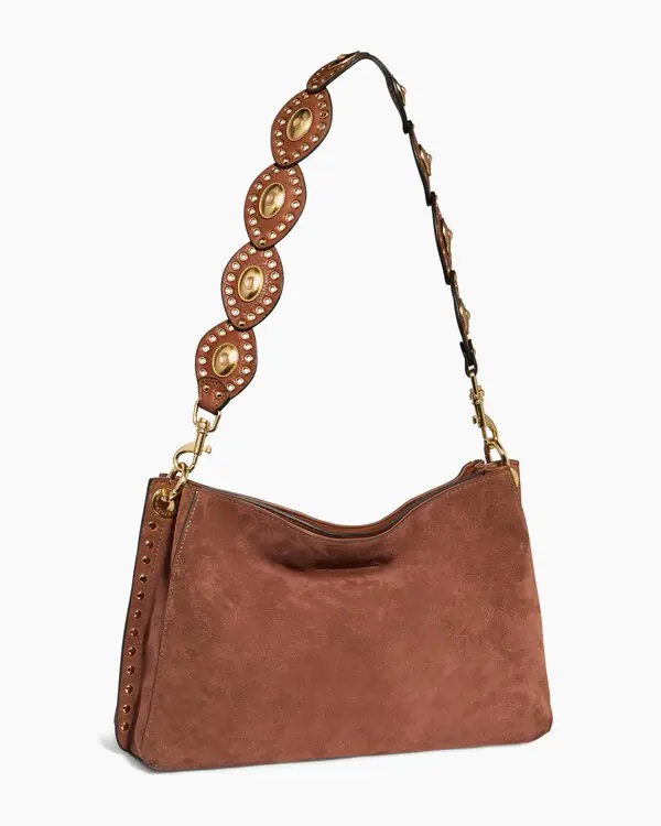 AIMEE Roma Double Entry Shoulder Bag - Nutshell Suede