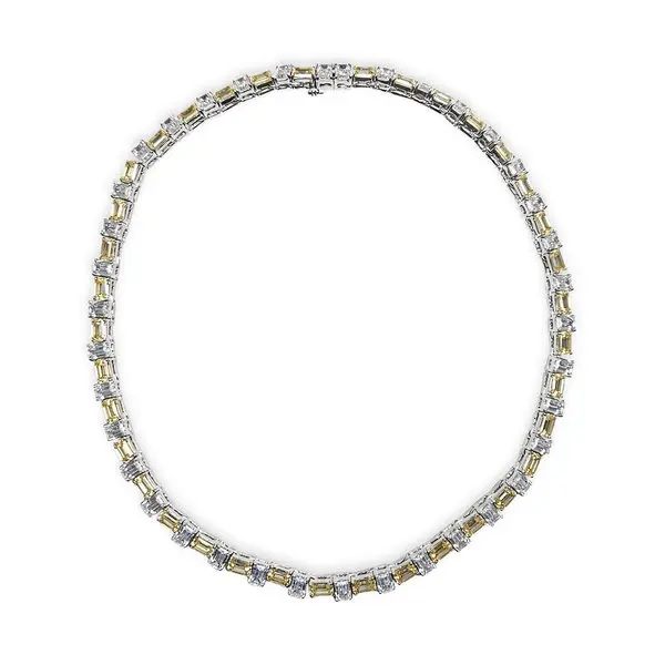 FANTASIA BY DESERIO Emerald Cut East-west Necklace - Yellow Gold Plated