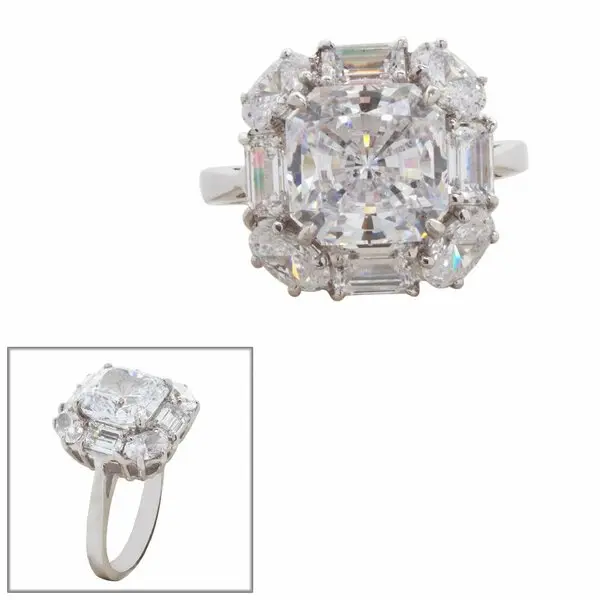 FANTASIA BY DESERIO Ring With Simulated Diamonds - White Gold