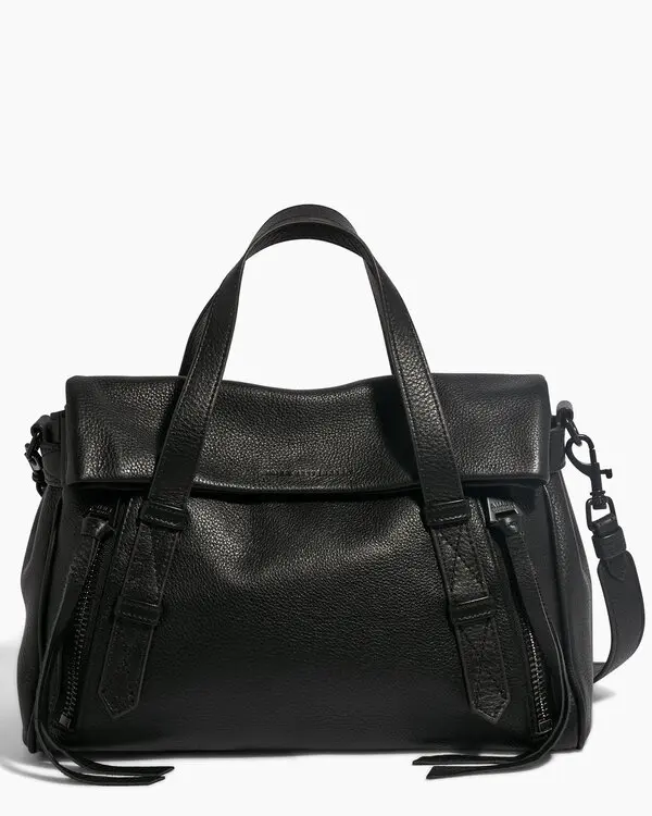 AIMEE Bali Double Entry Satchel - Black With Shiny Black