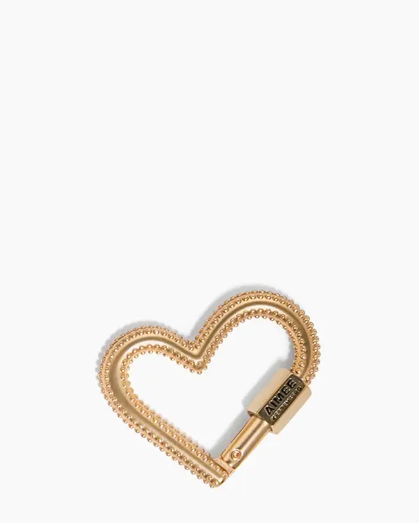 AIMEE It's A Love Thing Heart Carabiner - Satin Gold With Silver