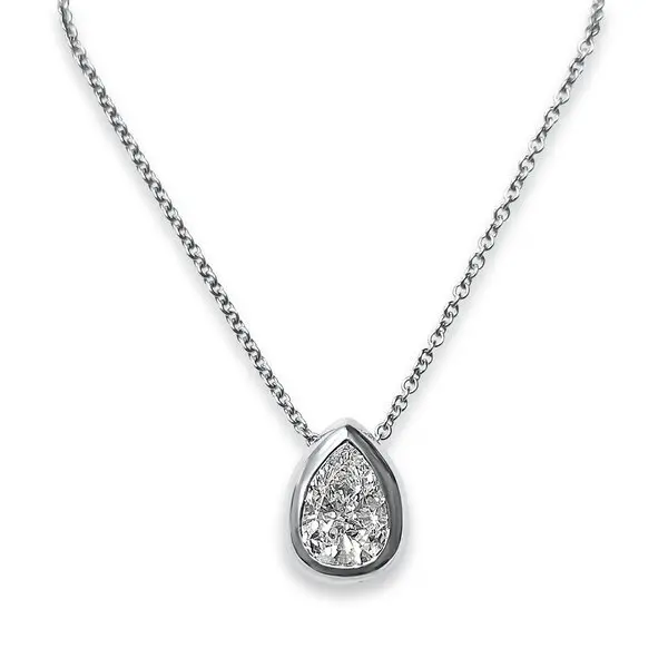 FANTASIA BY DESERIO Pear Shape Pendant Necklace - White Gold Plated