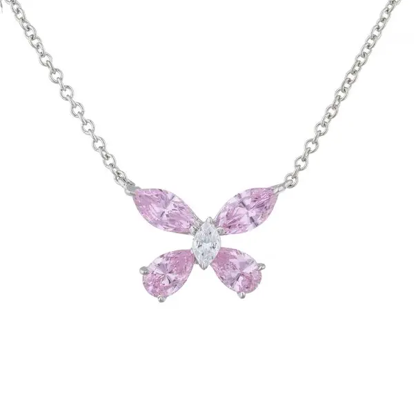FANTASIA BY DESERIO Butterfly Pendant Necklace - White Gold Plated