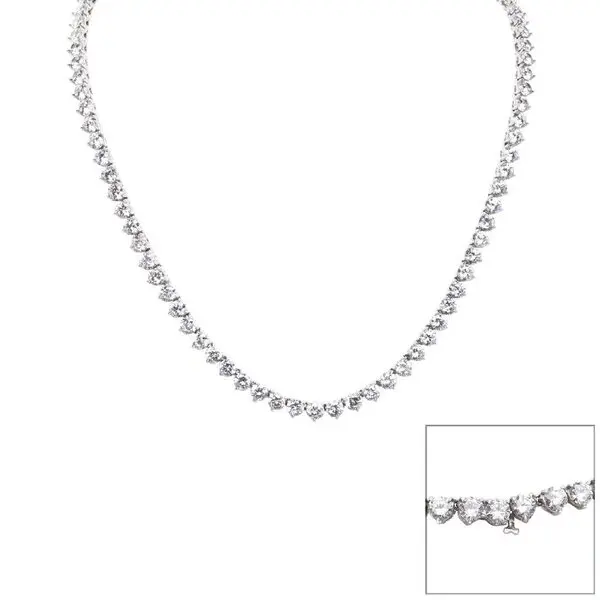 FANTASIA BY DESERIO Round Tennis Necklace - White Gold Plated