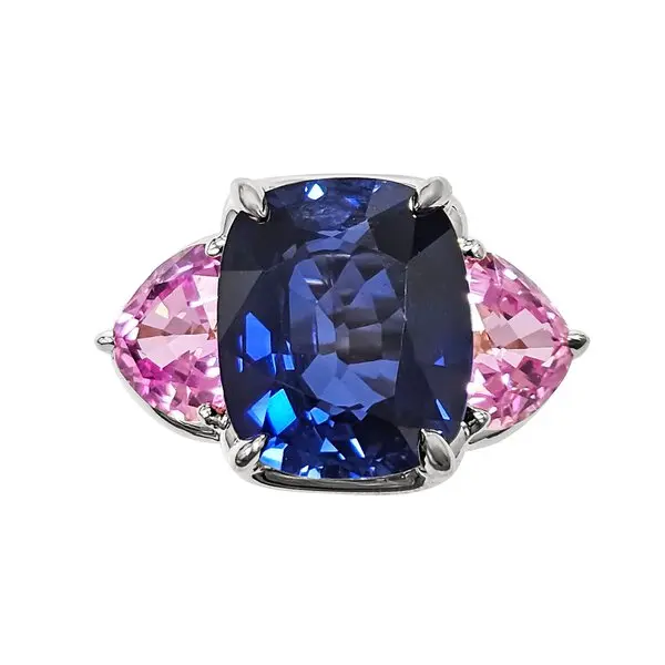 FANTASIA BY DESERIO Three Stone Sapphire And Tourmaline Ring - White Gold