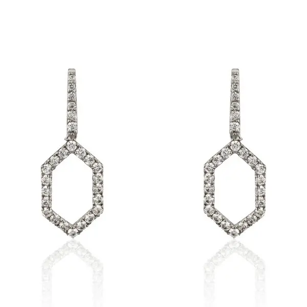 FANTASIA BY DESERIO Geometric Drop Earrings - White Gold