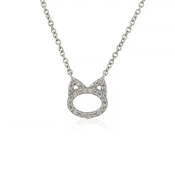 FANTASIA BY DESERIO Small Cat Head Pendant - Yellow Gold Plated