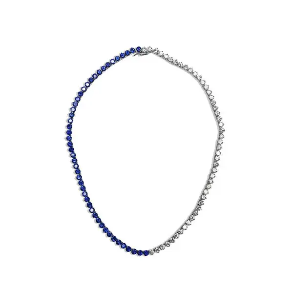 FANTASIA BY DESERIO Round Tennis Necklace - White Gold Plated
