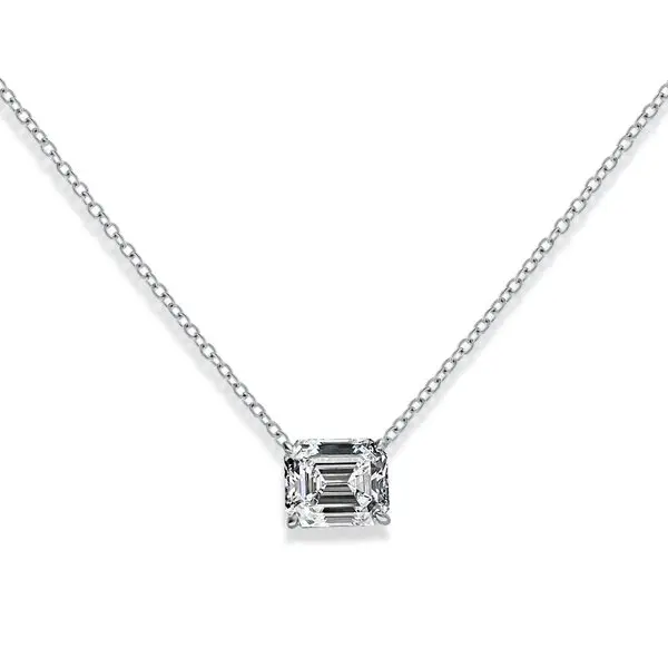 FANTASIA BY DESERIO East West Emerald Cut Pendant - Yellow Gold Plated