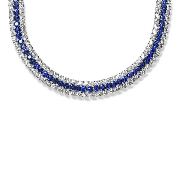 FANTASIA BY DESERIO Marq Necklace With Round Stones - Yellow Gold Plated