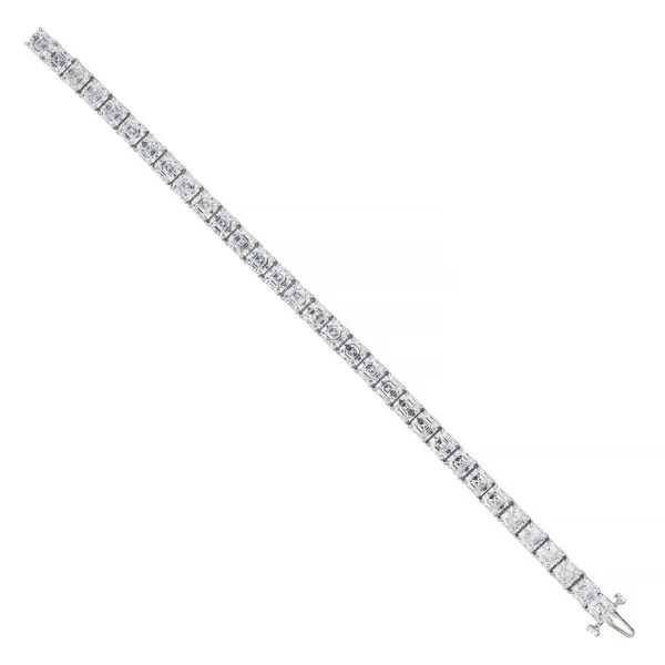 FANTASIA BY DESERIO Asscher Cut Tennis Bracelet - White Gold Plated