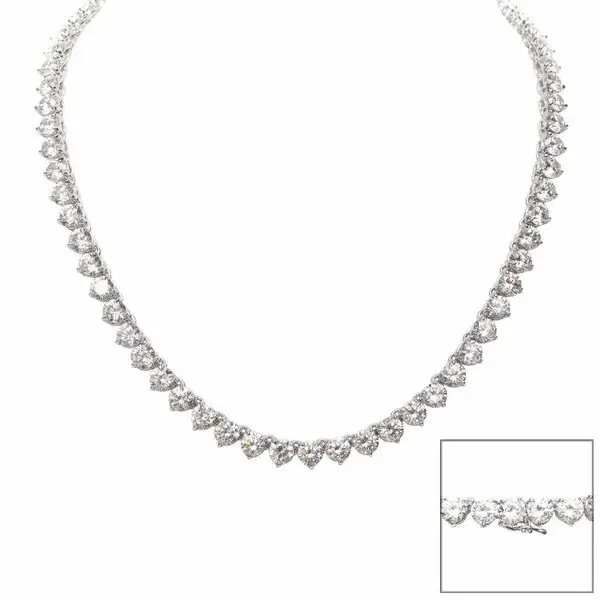 FANTASIA BY DESERIO Round Tennis Necklace - White Gold Plated