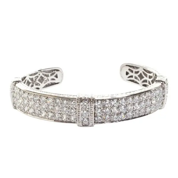 FANTASIA BY DESERIO Pave Cuff Bracelet - White Gold Plated