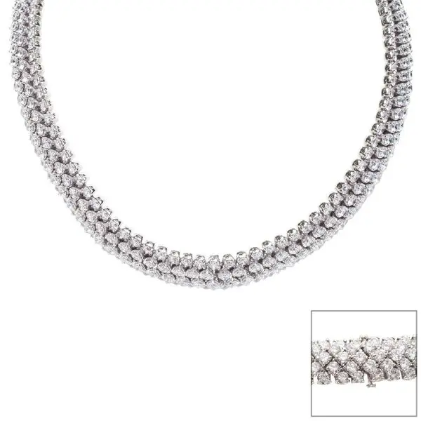 FANTASIA BY DESERIO Multi-row Simulated Diamond Choker - White Gold Plated