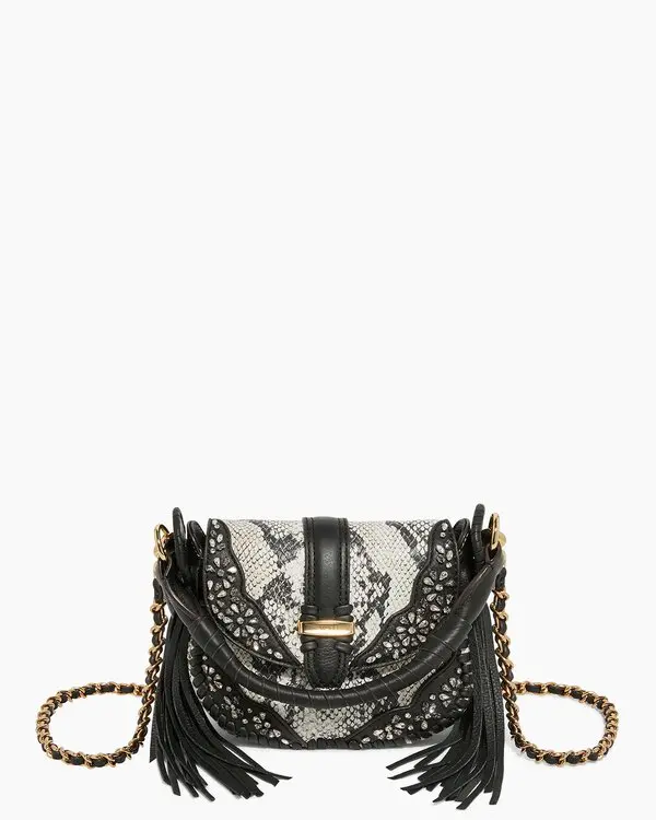 AIMEE Willow Novelty Mini Crossbody - Vanilla Snake Jeweled